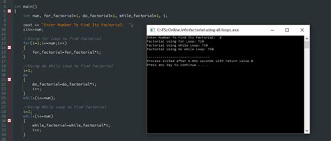 [c c ] program to find factorial using all loops
