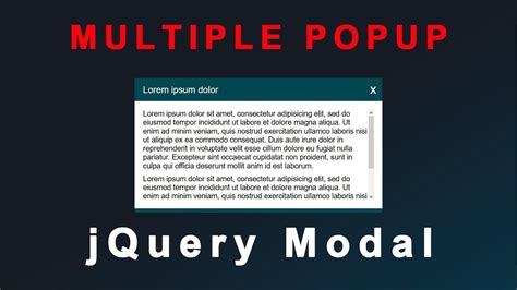 how to create modal popup using custom jquery for multiple use i