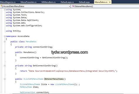 como crear menús dinámicos con asp usando patron model view