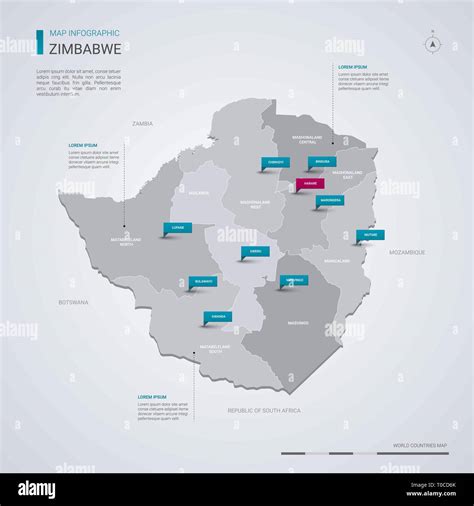 Zimbabwe Vector Map With Infographic Elements Pointer Marks Editable