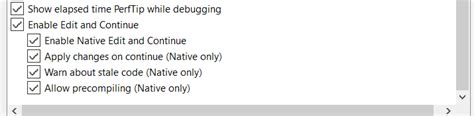 c where to find enable debugging of unmanaged code to be able to