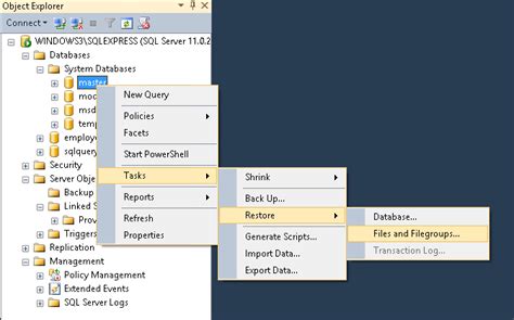 teach me sql server restore sql server system database master mdf