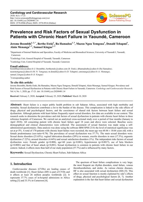 Pdf Prevalence And Risk Factors Of Sexual Dysfunction In Patients