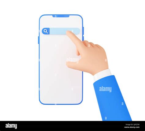 Web Search Bar On Mobile Phone Screen 3d Render Illustration Of Human