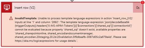 fix the invalidtemplate error in power automate encodian
