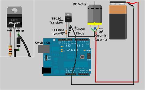 arduino will utilizing a tip120 transistor to control