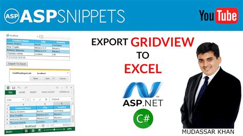 export gridview to excel in asp with formatting using c youtube