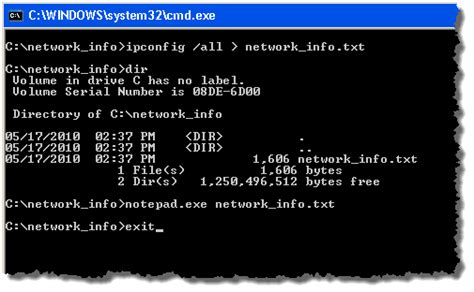 redirect output from the windows command line to a text file
