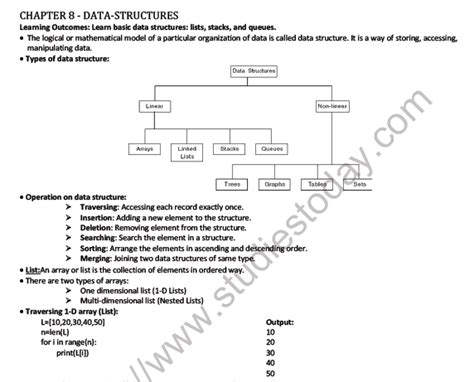 Cbse Class 12 Computer Science Data Structures Notes