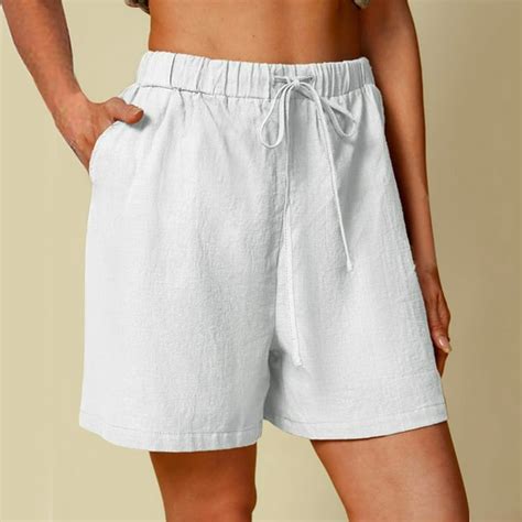 Fulijie Ladies Cotton Outseam Shorts With High Waistband Basic Editions