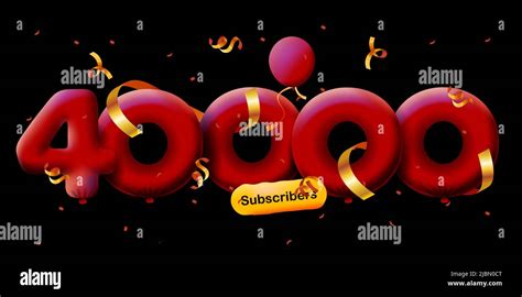 Banner With 40k Followers Thank You In Form Of 3d Red Balloons And