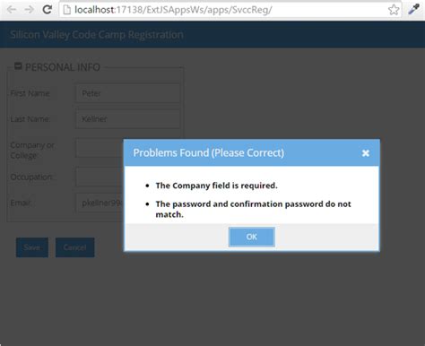 showing webapi validation errors with extjs 6