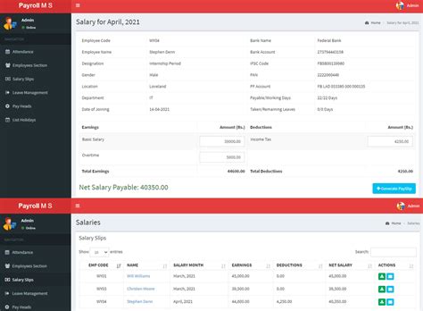 payroll system in php mysql with source code codeastro otosection