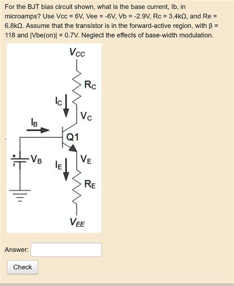 Solved For The Bjt Bias Circuit Shown What Is The Base Current Ib