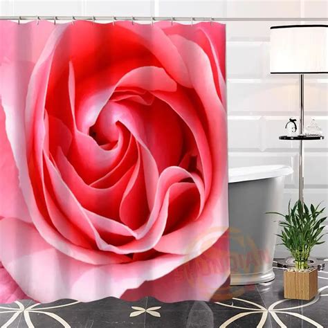 Eco Friendly Custom Unique Flowers Red Rose Fabric Modern Shower