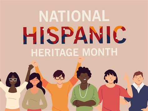 National Hispanic Heritage Month With Latin Women And Men Vector Design