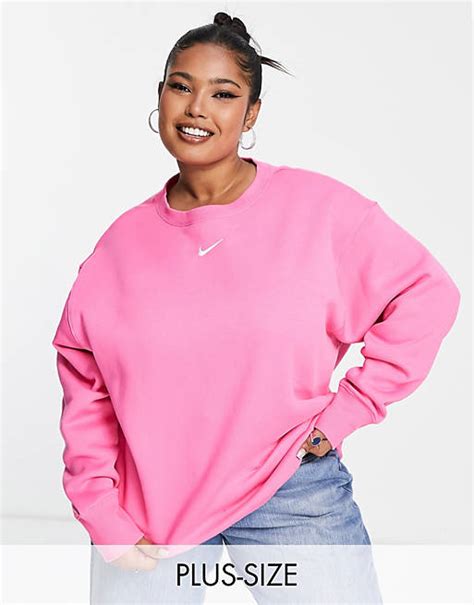 Nike Plus Felpa Girocollo Oversize Rosa Con Logo Piccolo Asos