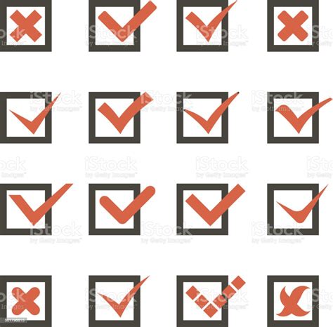 check marks symbols tick and cross icons vector template illustration