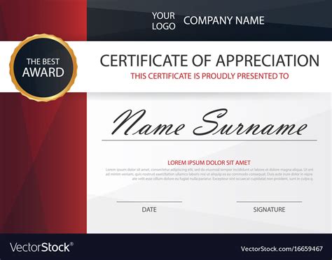 Red Elegance Horizontal Certificate Royalty Free Vector