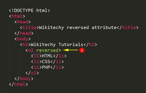 html tutorial reversed attribute in html html5 html code html