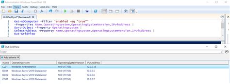 powershell retrieve list of domain computers by operating