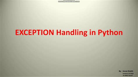 exception handling in python youtube