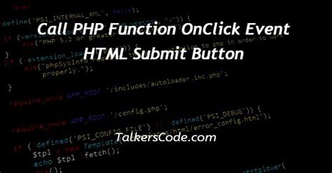 call php function onclick event html submit button