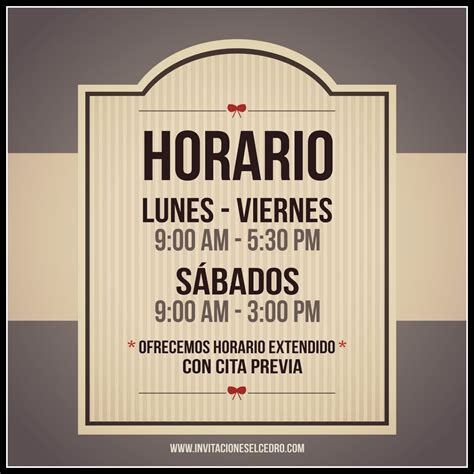 Horario De Atención Con Horario Flexible Y Extendido Elcedrotarjetas
