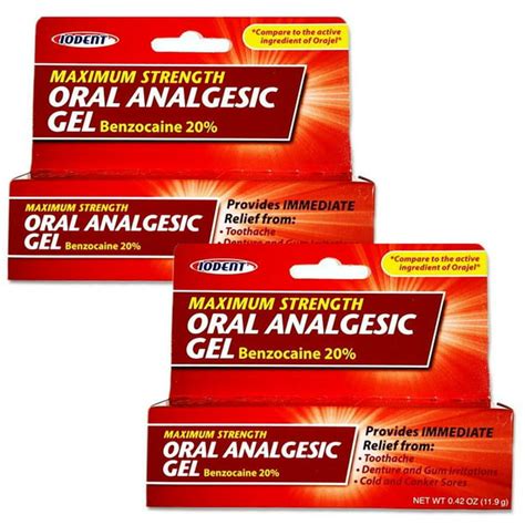 Iodent Oral Analgesic Gel Maximum Strength 20 Benzocaine 0 42oz 2