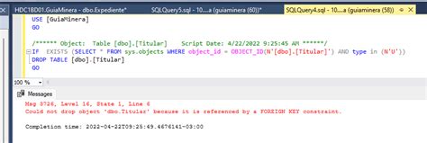 [solved] could not drop object dbo table1 because it is referenced by