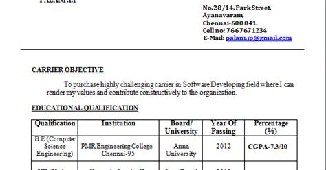 freshers be resume format free download
