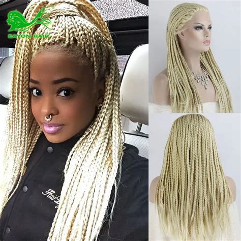Fashionable 613 Curly Micro Braid Wig Braided Synthetic Lace Front