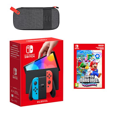 Pack Nintendo Switch Modelo Oled Azul Neón Rojo Neón Super Mario
