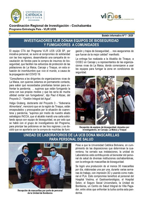 Boletín Informativo 7 2020 Universidad Católica Boliviana San Pablo