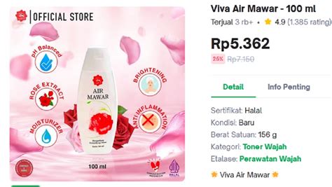Cuma 5 Ribuan Bisa Bikin Wajah Glowing Ini Dia Air Mawar Viva Salah