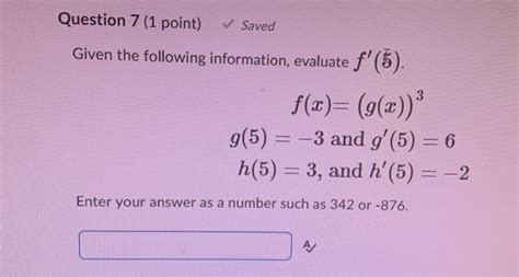 Solved Saved Question 7 1 Point Given The Following