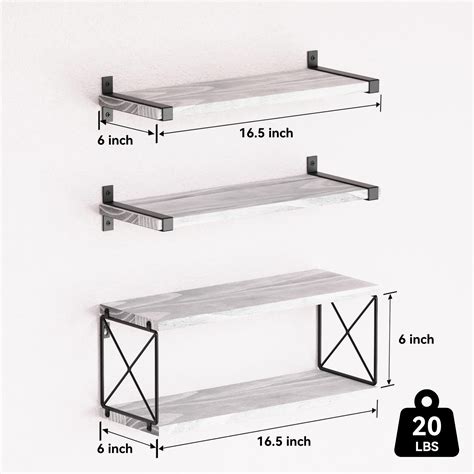 Wopitues Floating Shelves Wall Mounted Wood Bathroom Shelves With
