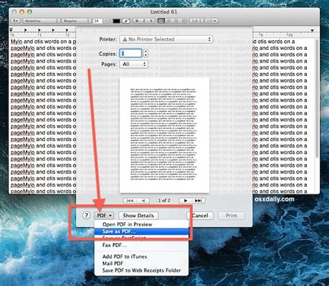how to print to pdf in mac os x