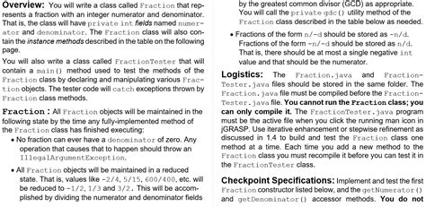 overview you will write a class called fraction that