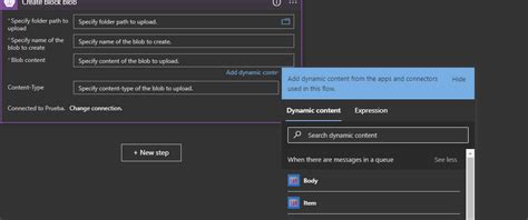 azure storage queue message to azure blob storage stack