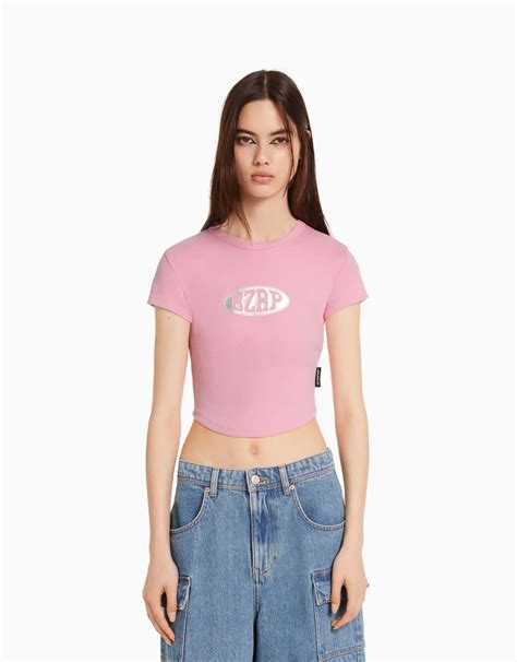 Short Sleeve Bershka Ft Bizarrap Print T Shirt Women Bershka
