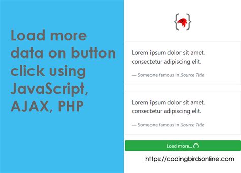 load more data using jquery ajax and php coding birds online