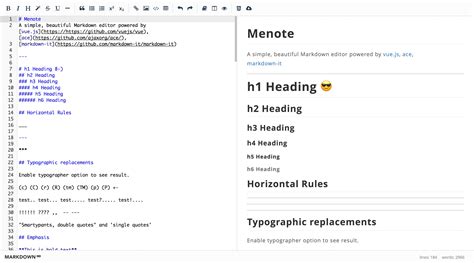 beautiful markdown editor for vue js menote vue script
