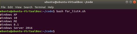 bash loop through a list of strings