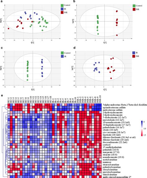 Metabolite Profiles In The Control Inr And Ir Groups A D Opls Da