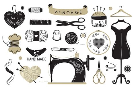 Needlework Concept Various Sewing Tools Needles Scissors Yarn