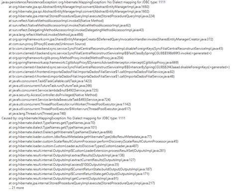 jpa no dialect mapping for jdbc type 1111 when calling a