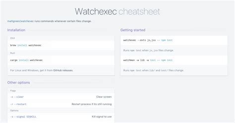 watchexec cheatsheet
