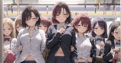 Aiイラスト 満員電車⑥ 「暑さに耐えきれずに服をはだけ始めるjk」 Sasakiのイラスト Pixiv