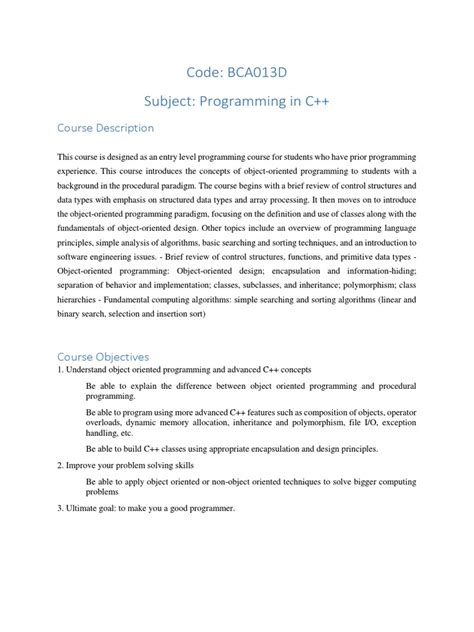 bca oops c object oriented programming